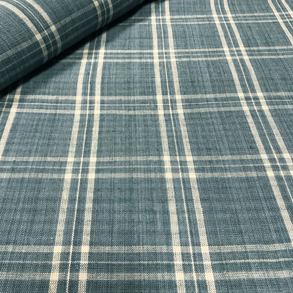 Peverell Check - Denim | Ian Sanderson | Fabrics, Lampshades, Accessories