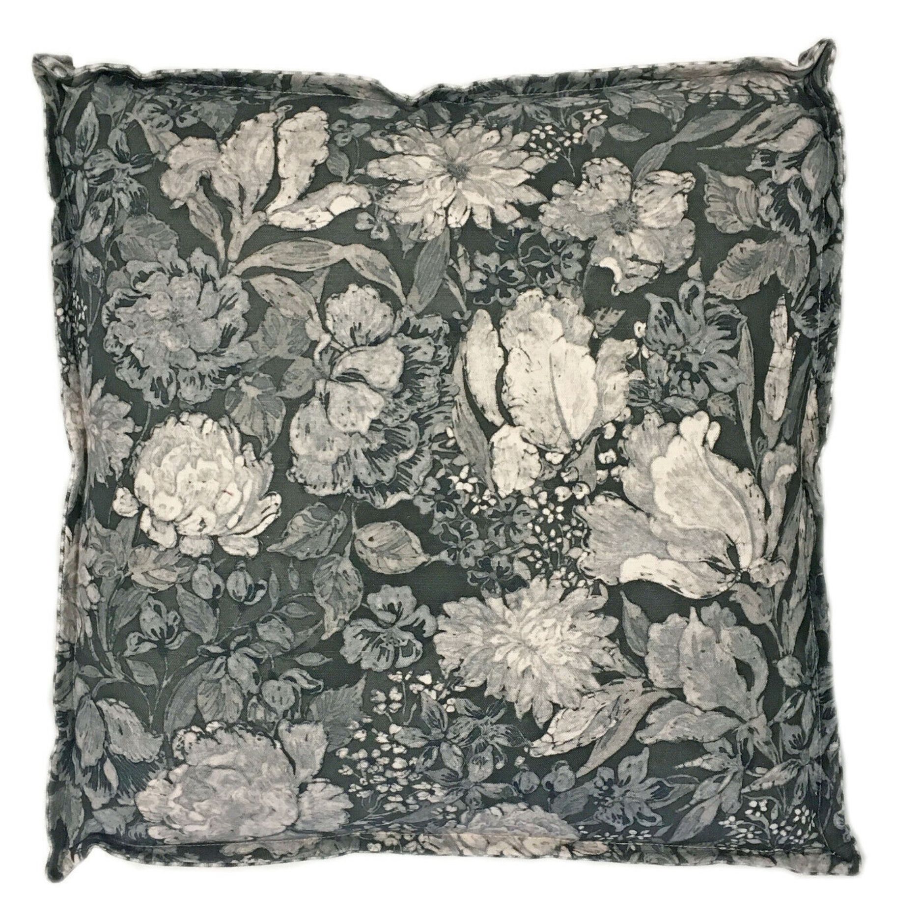 Box Cushion i-Flower Granite with contrast border in i-Shibori (pad ...